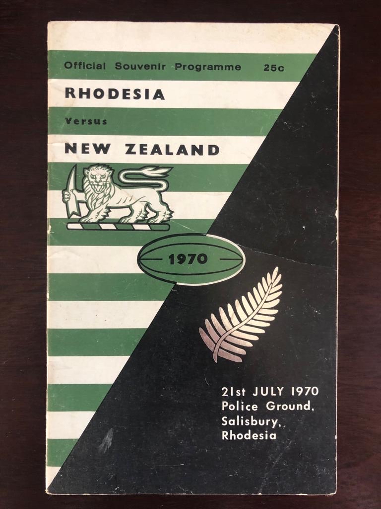 Sporting Memorabilia - Rhodesia vs New Zealand 1970 Rugby matchday ...