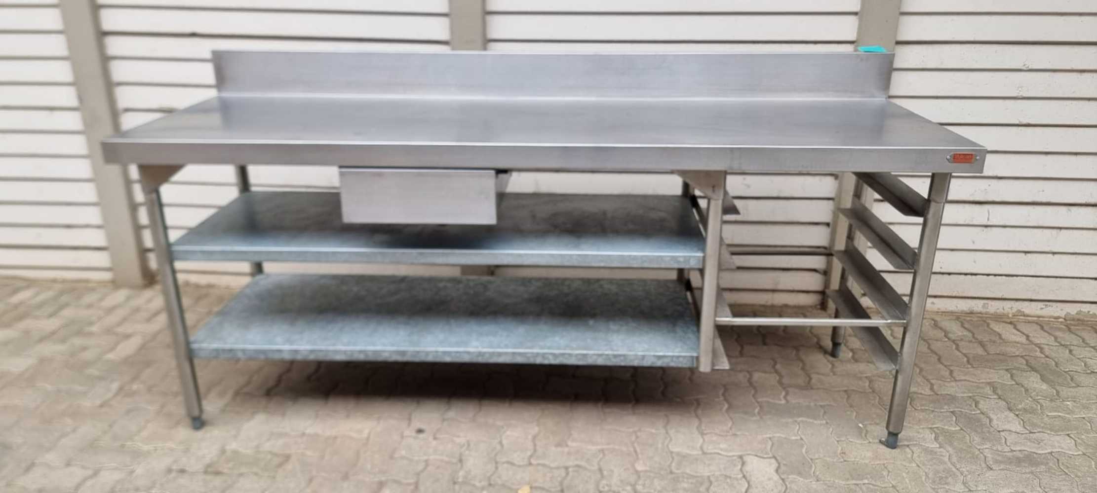 Cutlery - Stainless steel butcher table (Vulcan) with shelves and ...
