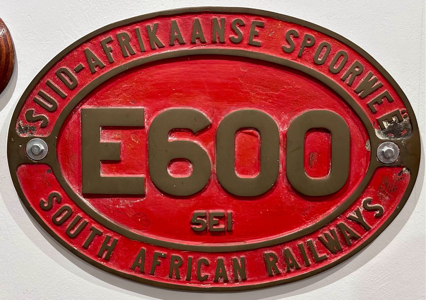 Rail - Original BRASS South African Railways Train Number Plate E600 ...