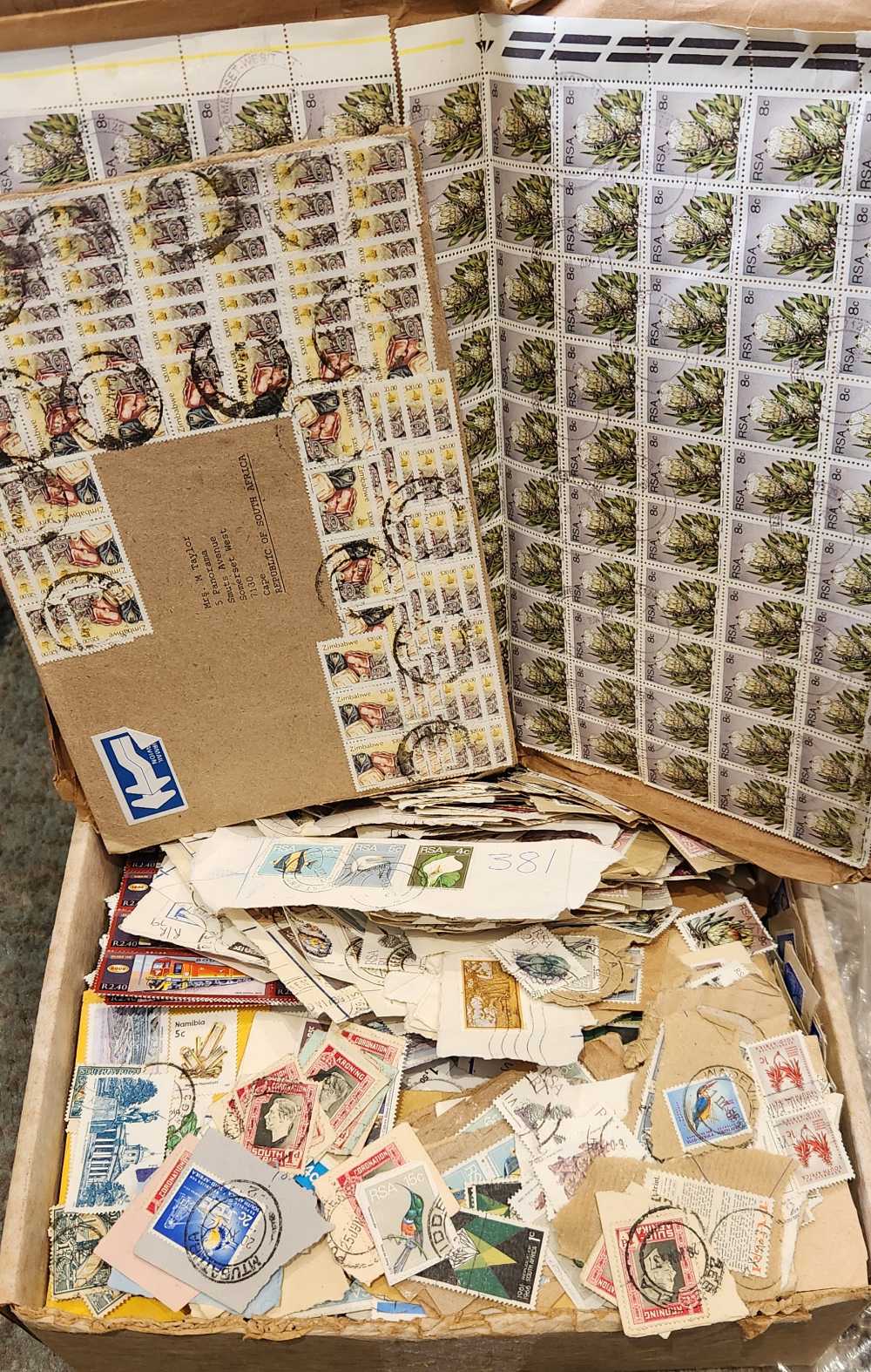 Bulklots and Thematic Collections - Stamps on piece in Shoe-box ...